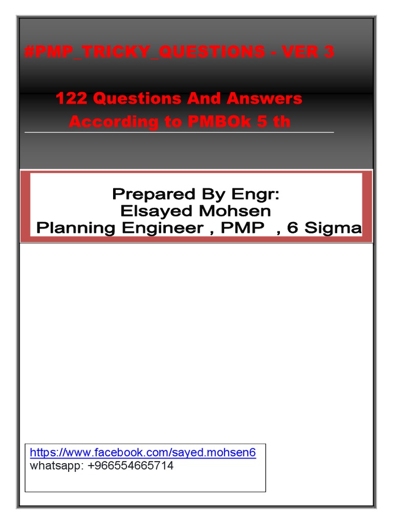 Sayed Mohsen PMP Exan Tricks | PDF | Risk Management | Project Management