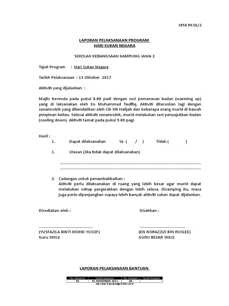 Format Laporan Program Kwapm | PDF