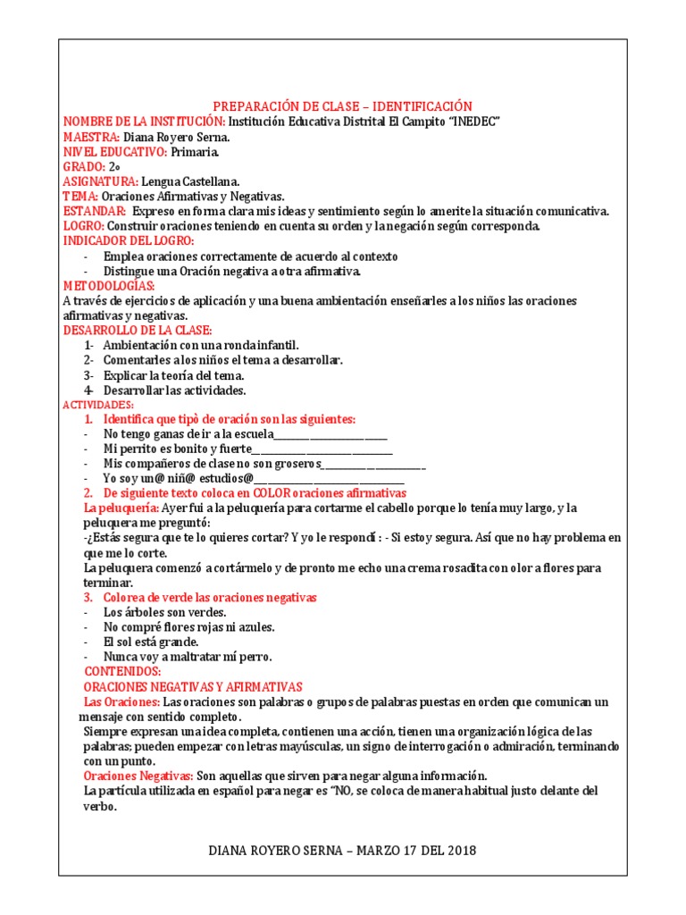 ORACIONES AFIRMATIVAS Y NEGATIVAS. | Oración (Lingüística) | Asunto ...