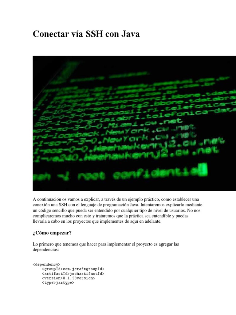 Conectar Vía SSH Con Java | PDF | Cubierta segura | Java (lenguaje de programación)