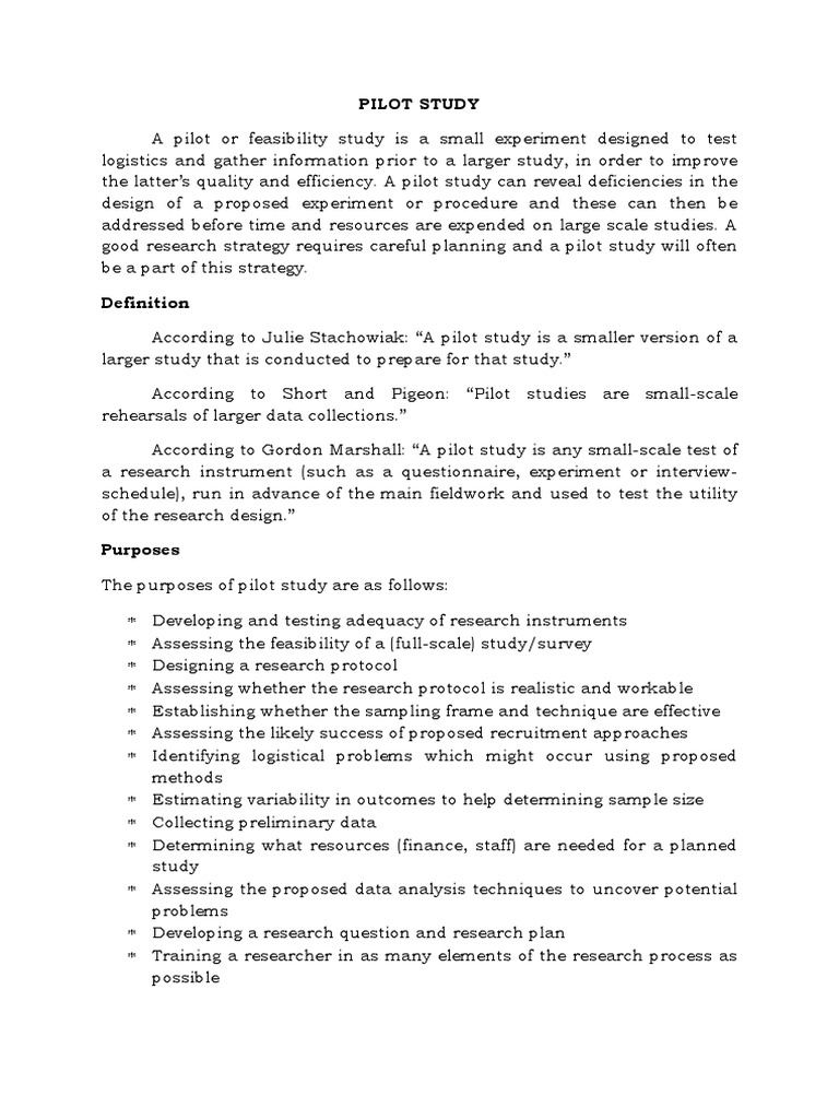 Pilot Study | PDF | Survey Methodology | Data