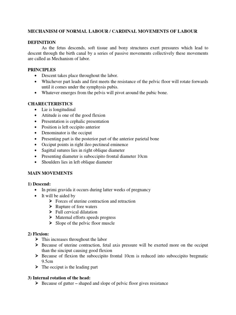Mechanism of Normal Labour | PDF | Pelvis | Childbirth