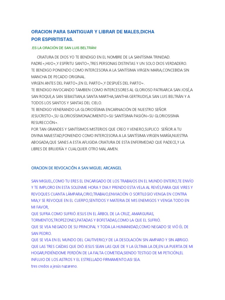 Oracion para Santiguar y Librar de Males | PDF | María, madre de Jesús ...