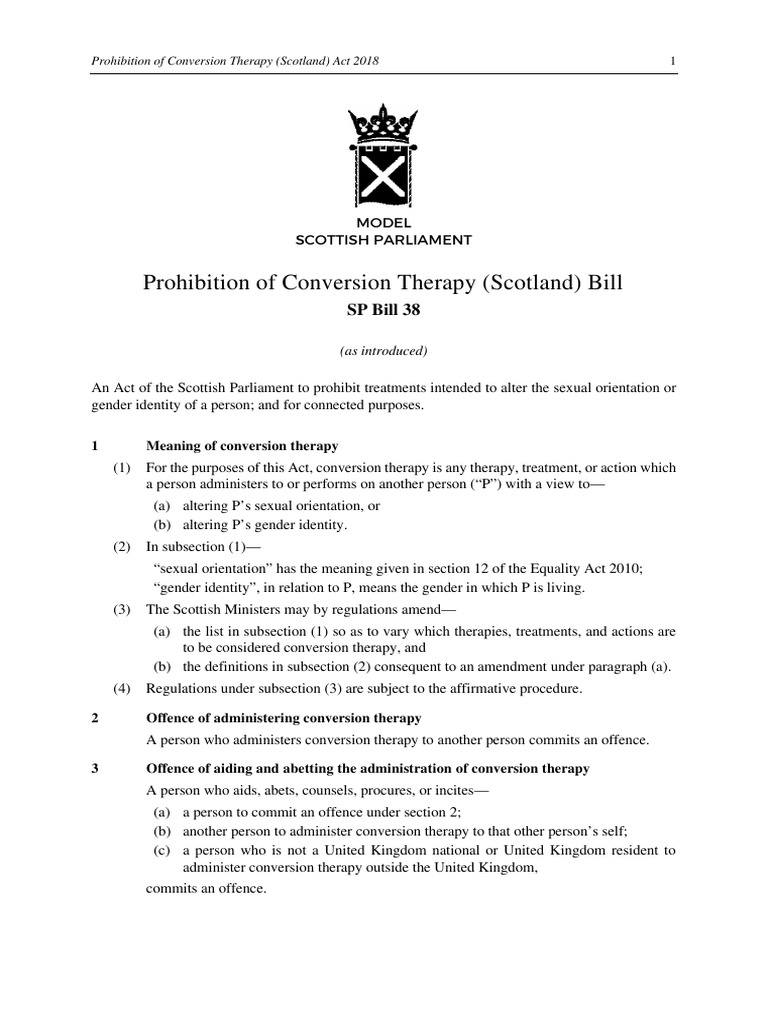 SPB038 - Prohibition of Conversion Therapy (Scotland) Bill 2018 | PDF ...