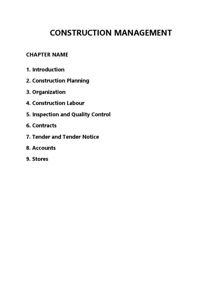 Construction Management Notes Pdf Employment Piece Work