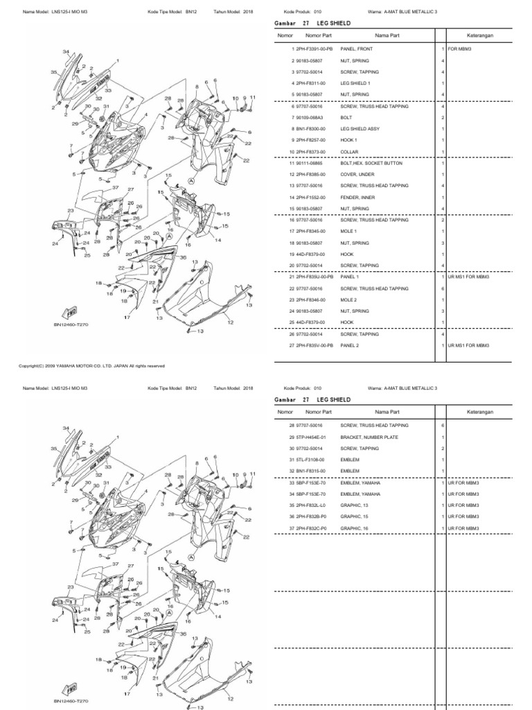 Lns125-I Mio M3 Leg Shield PDF | PDF