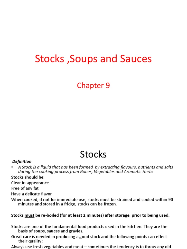 Essential Guide to Stocks, Sauces, and Soups | PDF | Soup | Broth