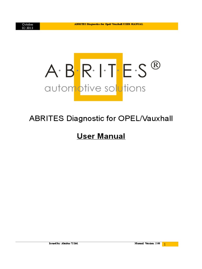 User Manual Abrites Commander For Opel | PDF | Automobiles | Opel
