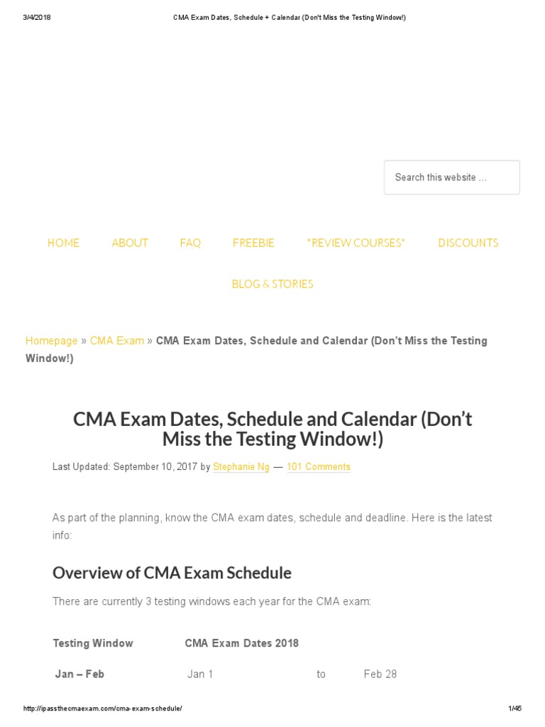 CMA Exam Dates, Schedule + Calendar (Don't Miss The Testing Window ...