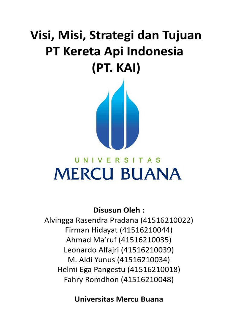 Visi Misi Strategi Dan Tujuan PT KAI | PDF