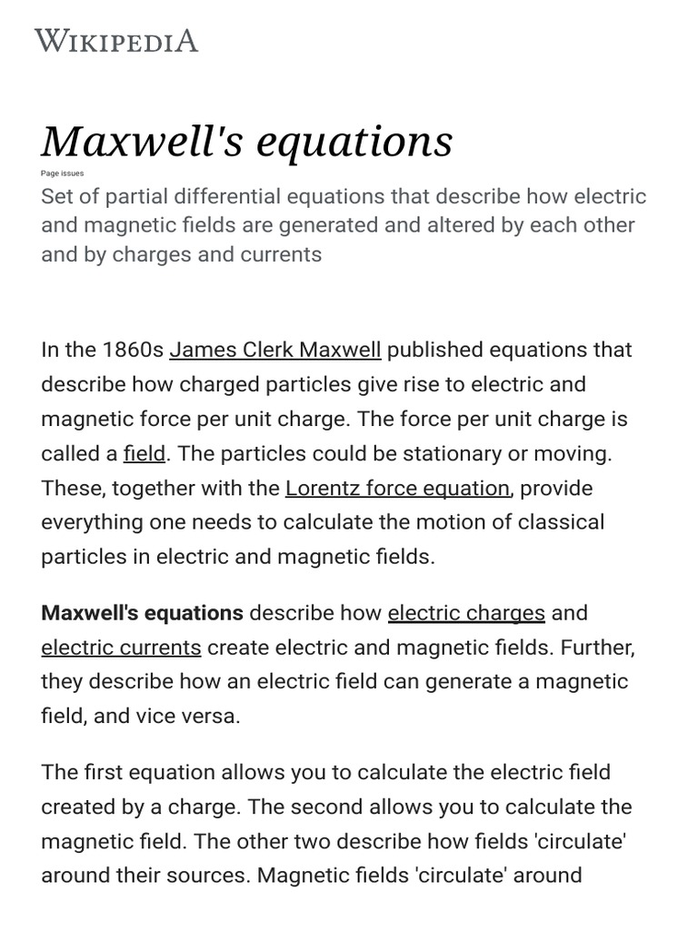 Maxwell's Equations - Simple English Wikipedia, The Free Encyclopedia ...