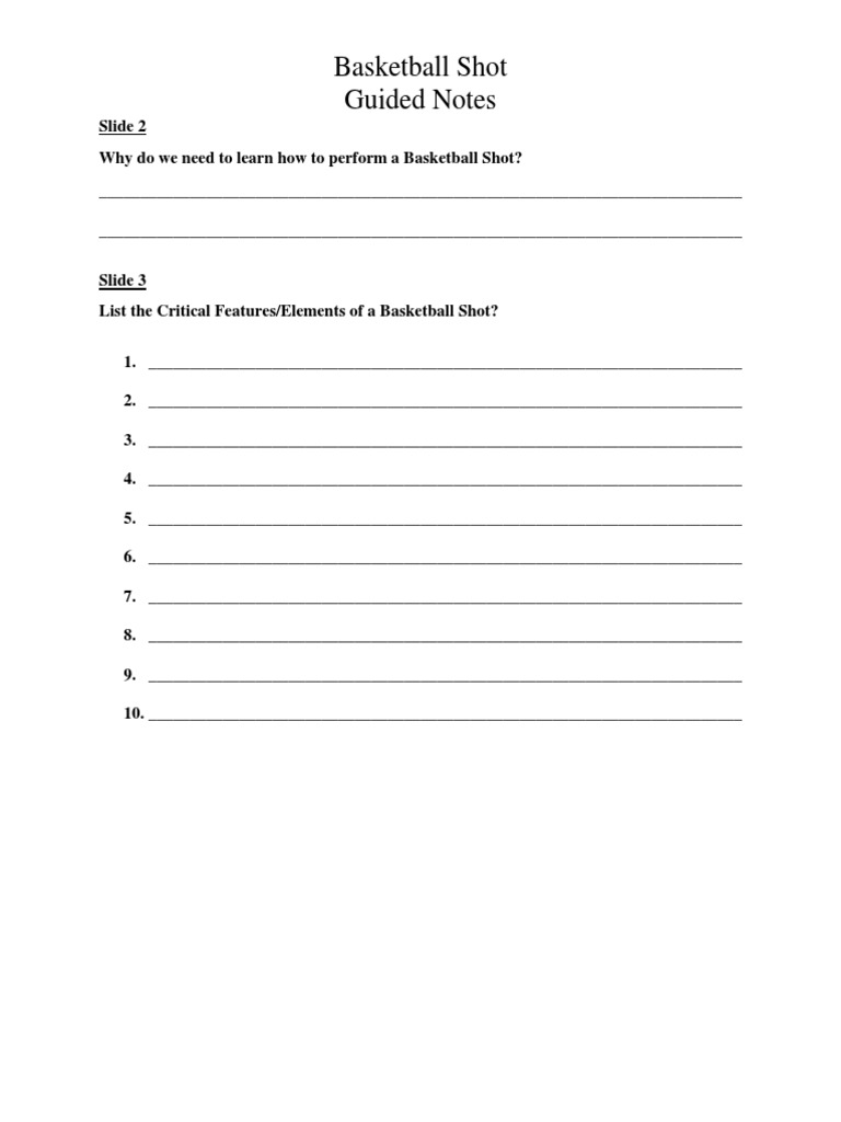 Basketball Shot Guided Notes | PDF | Cognition | Cognitive Science