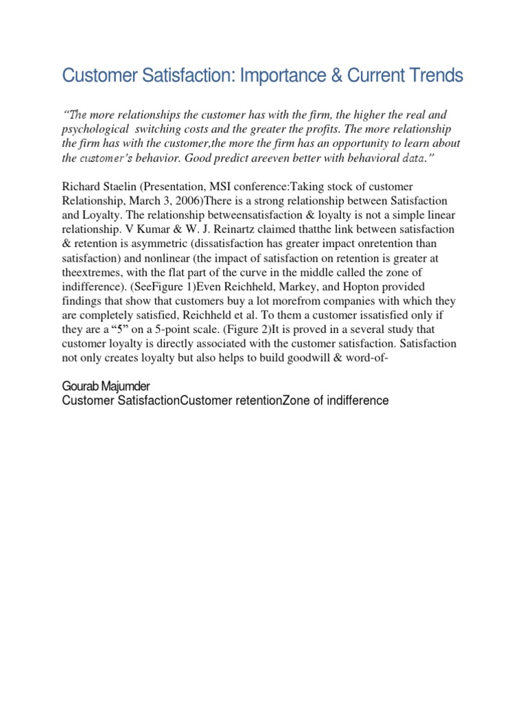Customer Satisfaction: Importance & Current Trends | PDF