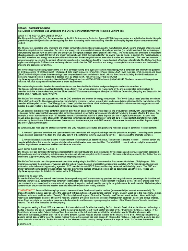 ReCon Tool - v5 | PDF | Life Cycle Assessment | Recycling