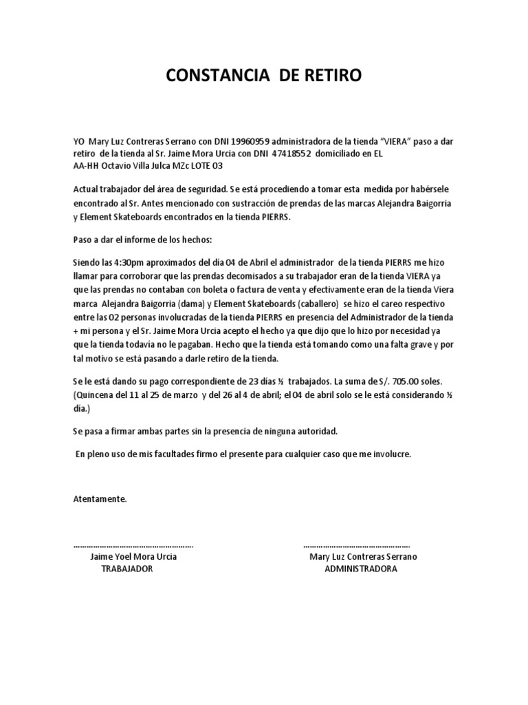 Constancia de Retiro | PDF