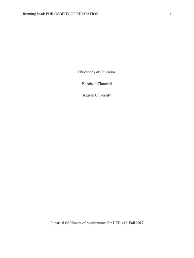 Ued495-496 Churchill Elizabeth Philosophy of Education | PDF ...
