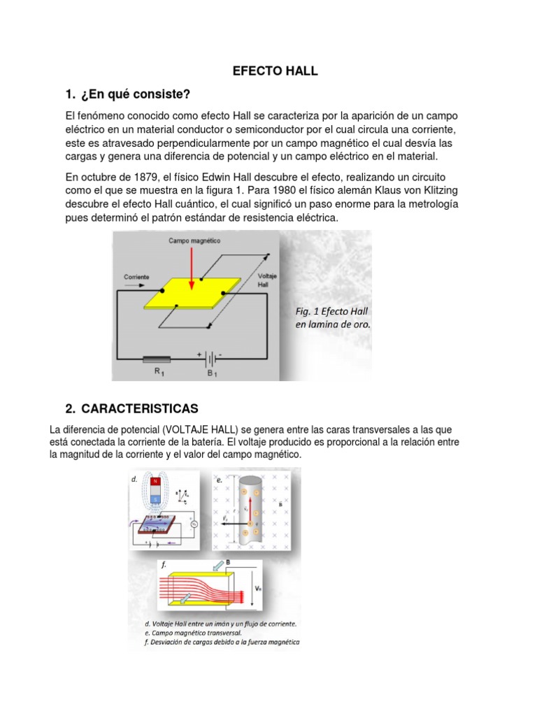 Definición y Aplicaciones del Efecto Hall | PDF | Corriente eléctrica ...