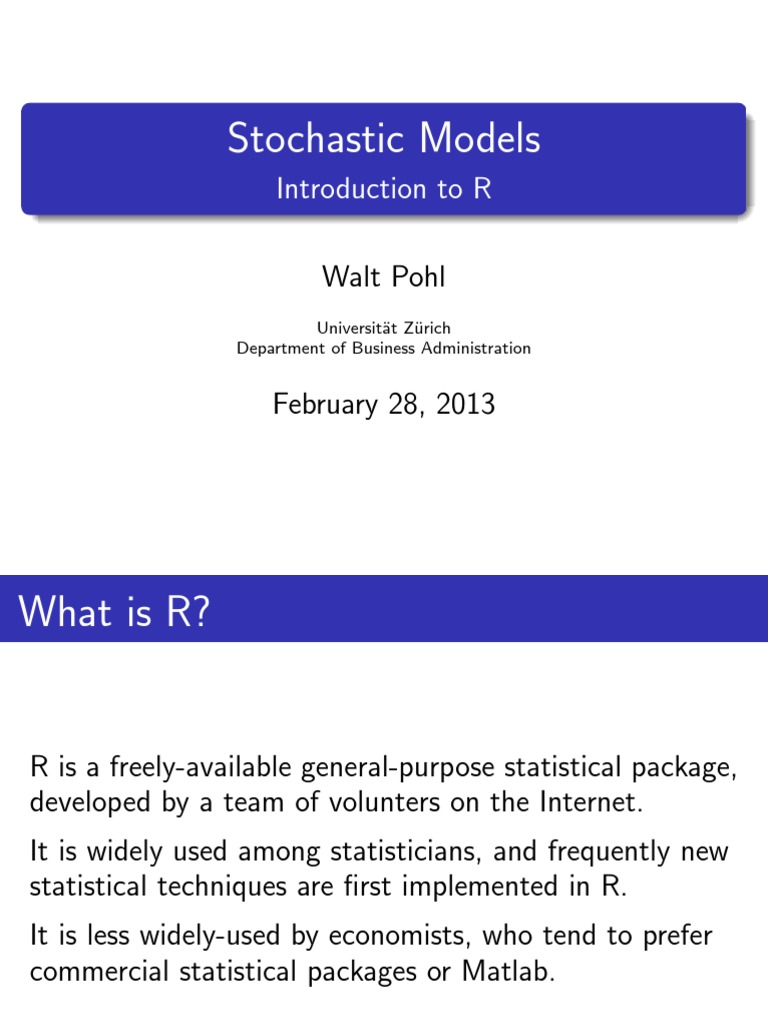 Stochastics Slides in R | PDF | Probability Distribution | Matrix ...