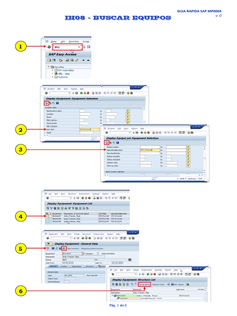 Guia Rapida Sap Mp0004 (Ih08 Buscar Equipos) | PDF