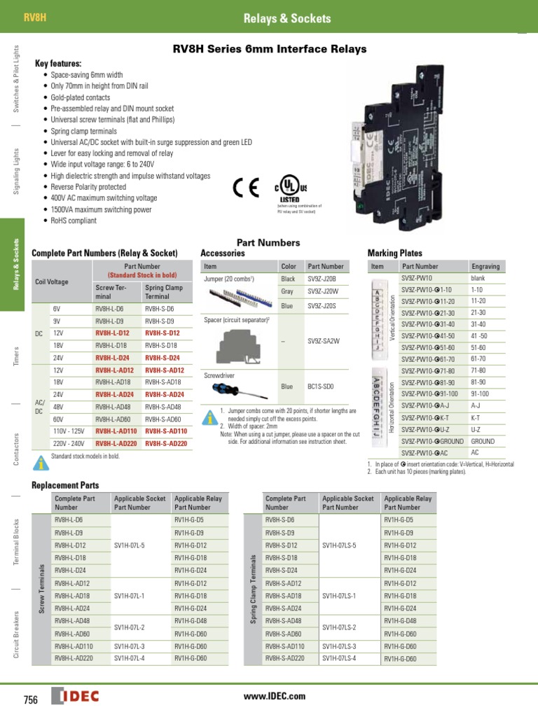 RV8H Data Sheet | Relay | Electrical Network