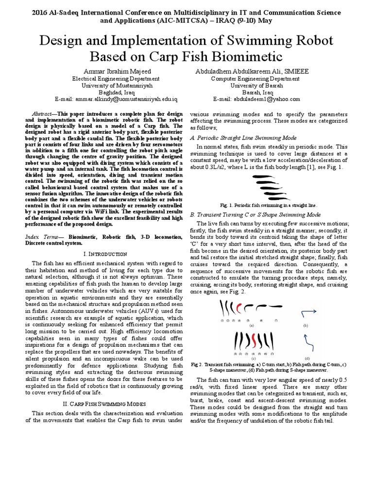 Design and Implementation of Swimming Robot Based On Carp Fish ...