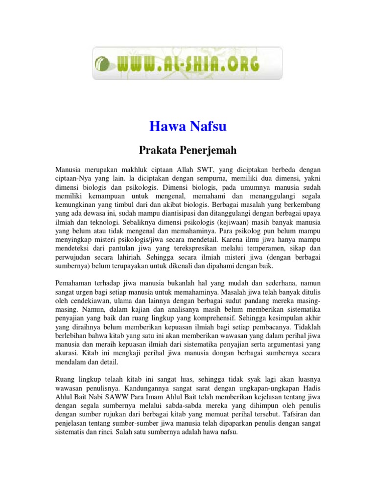 Bahaya Hawa Nafsu PDF | PDF