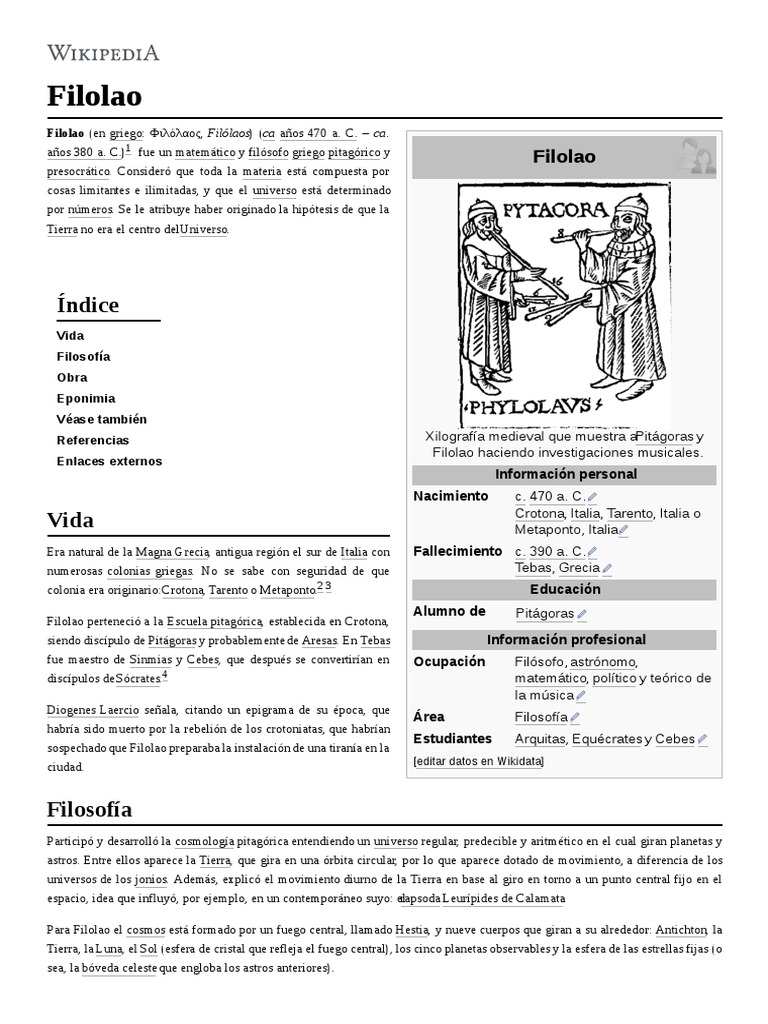 Biografia de Filolao PDF | PDF | Science | Ciencia filosófica