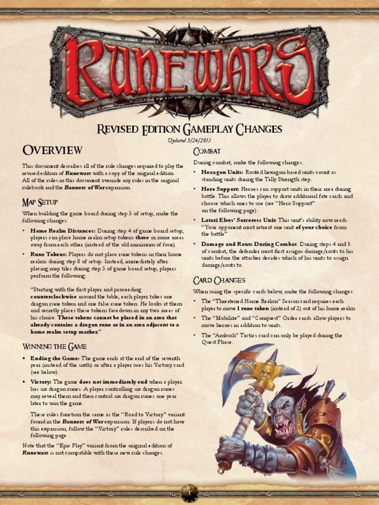 Revised Runewars Gameplay Rules | PDF | Games Of Mental Skill ...
