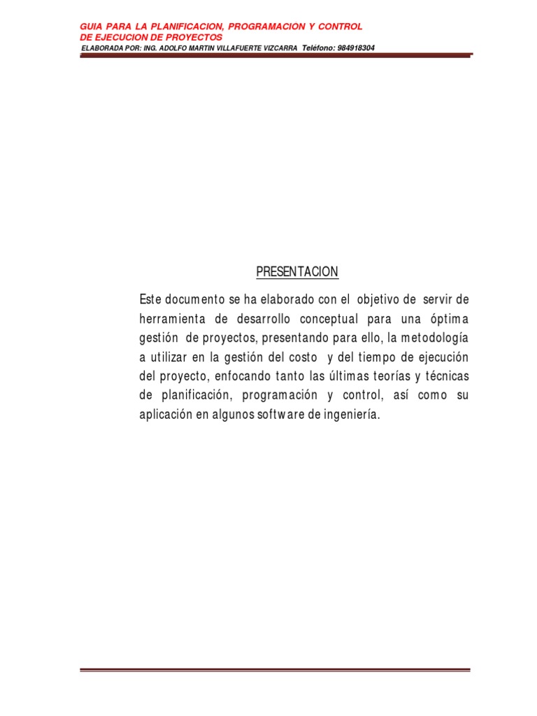 Guia para La Planificacion Programacion y Control de La Ejecucion de ...