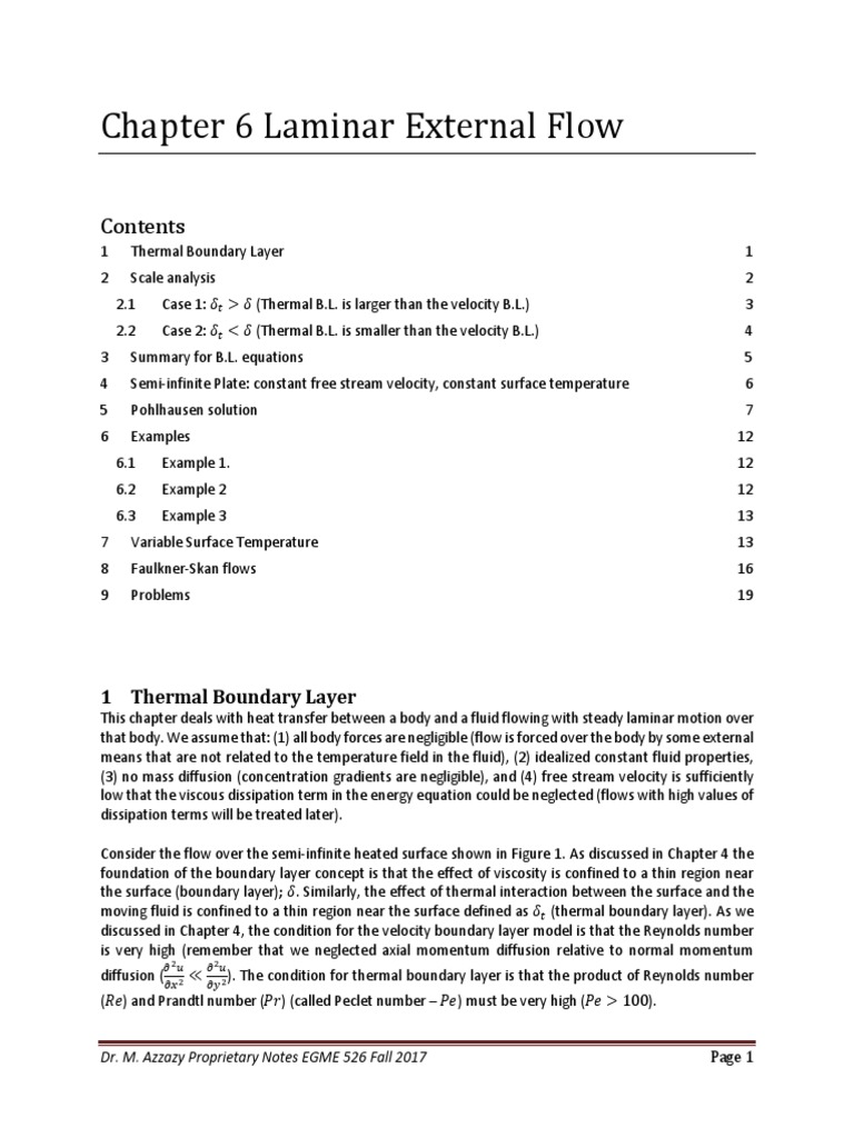 Chapter 6 Laminar External Flow | PDF | Boundary Layer | Fluid Dynamics