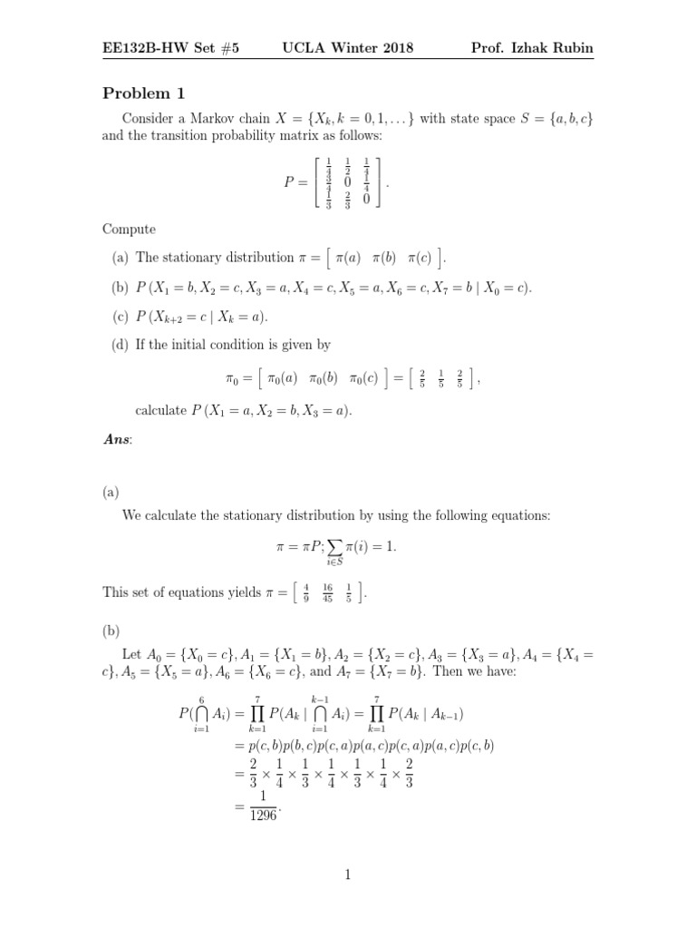 EE132B HW5 Sol Winter2018 | PDF | Markov Chain | Mathematical Objects