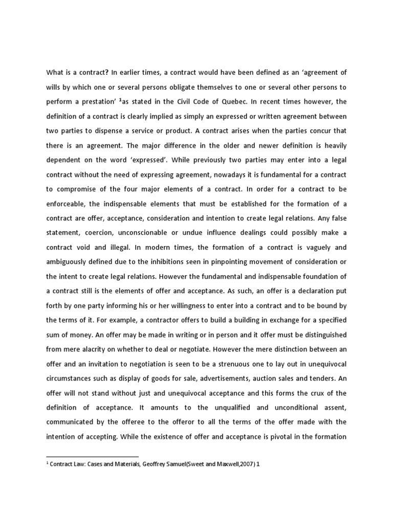 Contract Law | PDF | Consideration | Offer And Acceptance