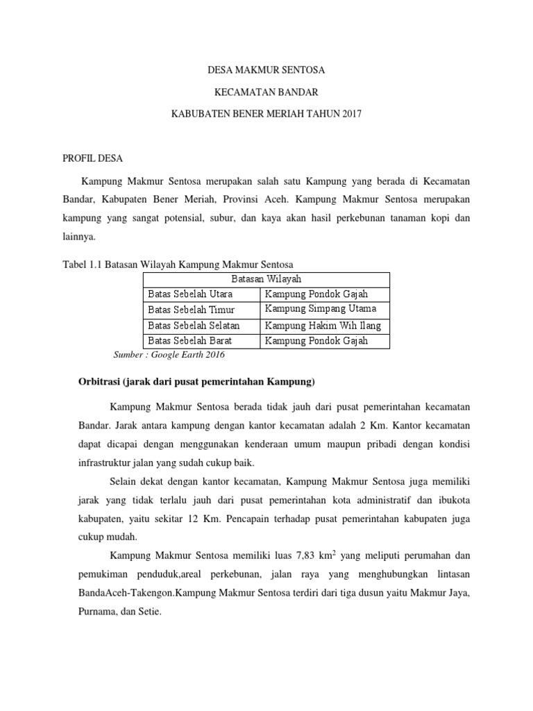 Desa Makmur Sentosa | PDF