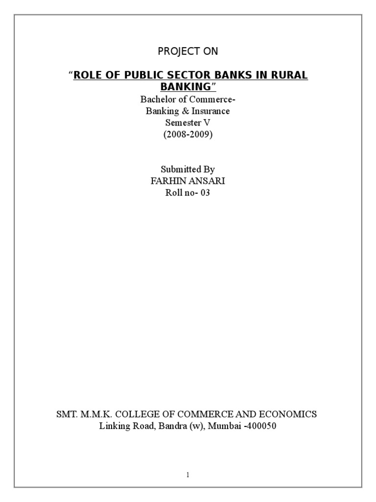 Project On Rural Banking | PDF | Financial Inclusion | Banks