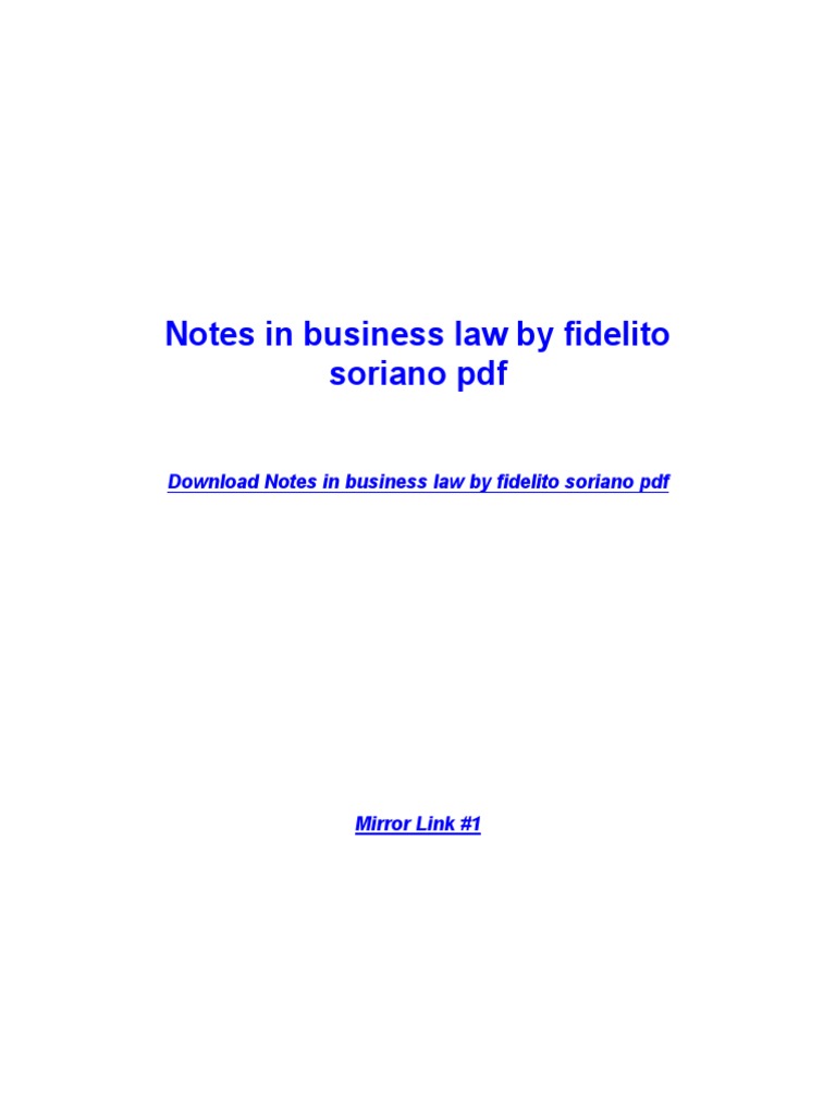 Notes In Business Law By Fidelito Soriano Pdf Pdf Microsoft Sql