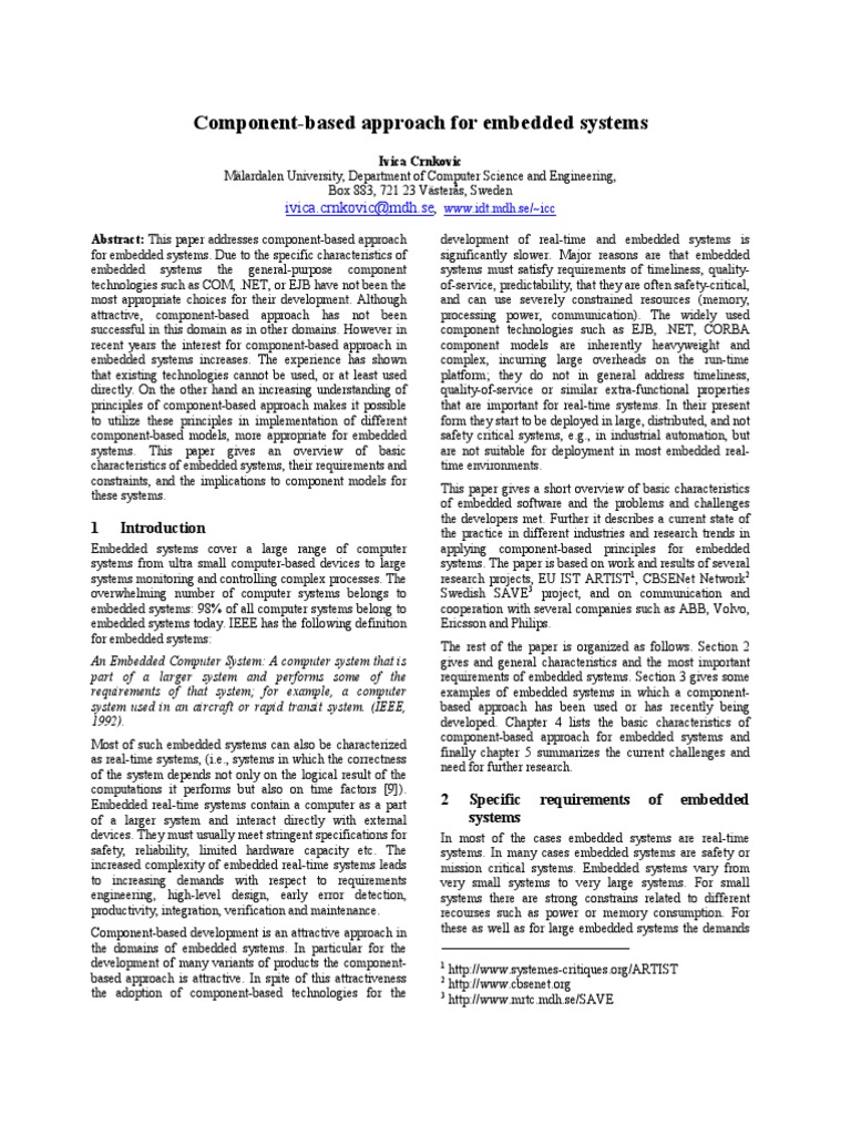 Component Based On Embedded System | PDF | Component Based Software Engineering | Embedded System