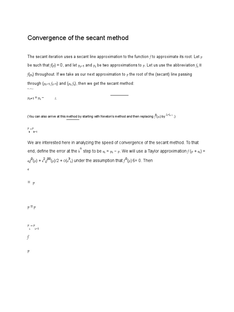 Convergence of The Secant Method: K 1 K K K K 1 K 1 K K | PDF ...