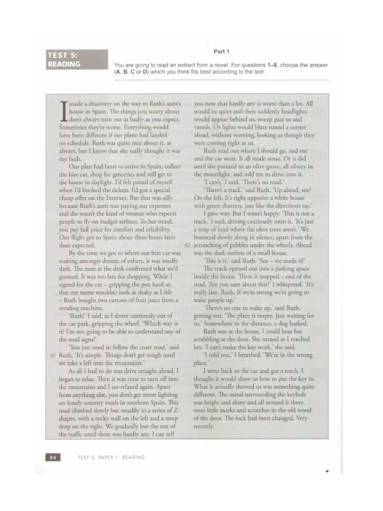 FCE Plus Test 5 Paper 1 | PDF