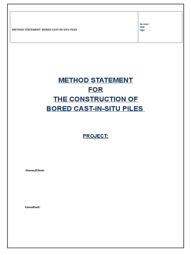 Method Statement Bored Pile | PDF | Deep Foundation | Drilling Rig