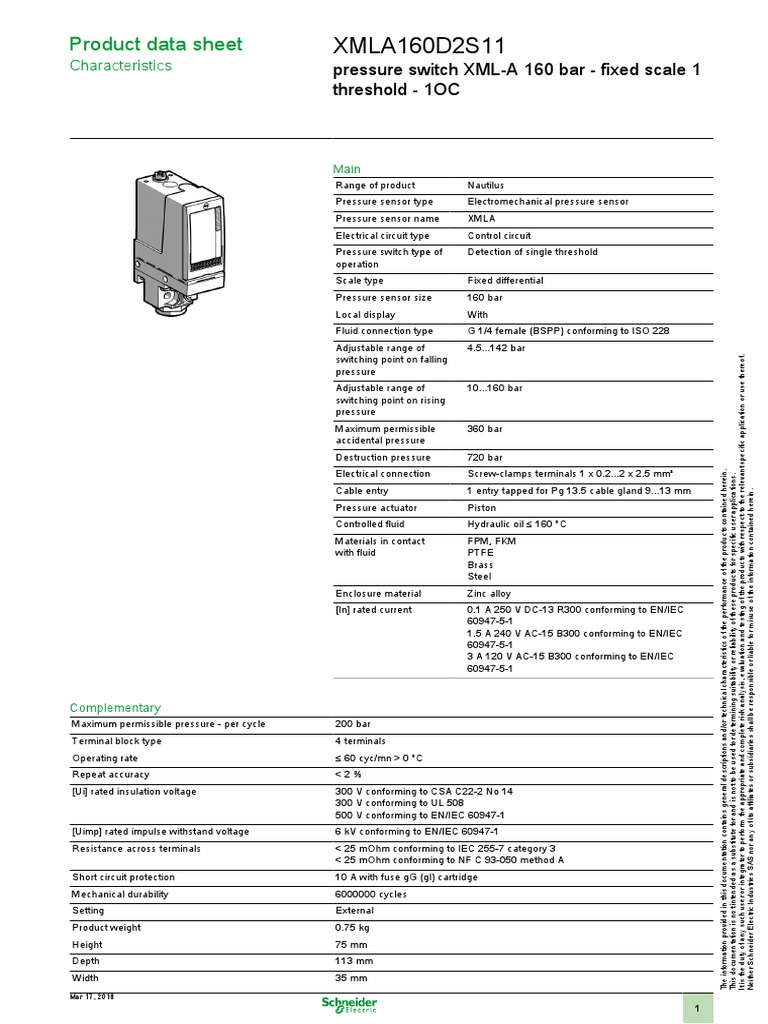 Nautilus XMLA160D2S11 | PDF | Switch | Electricity