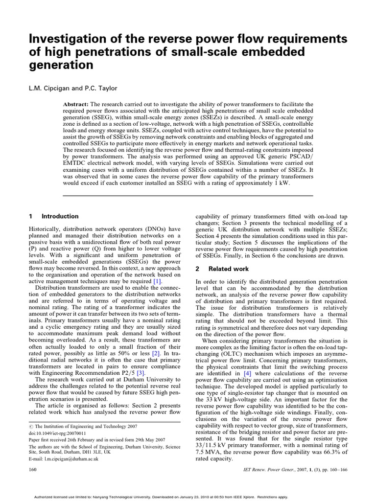 Reverse Power Flow | Download Free PDF | Transformer | Wind Power