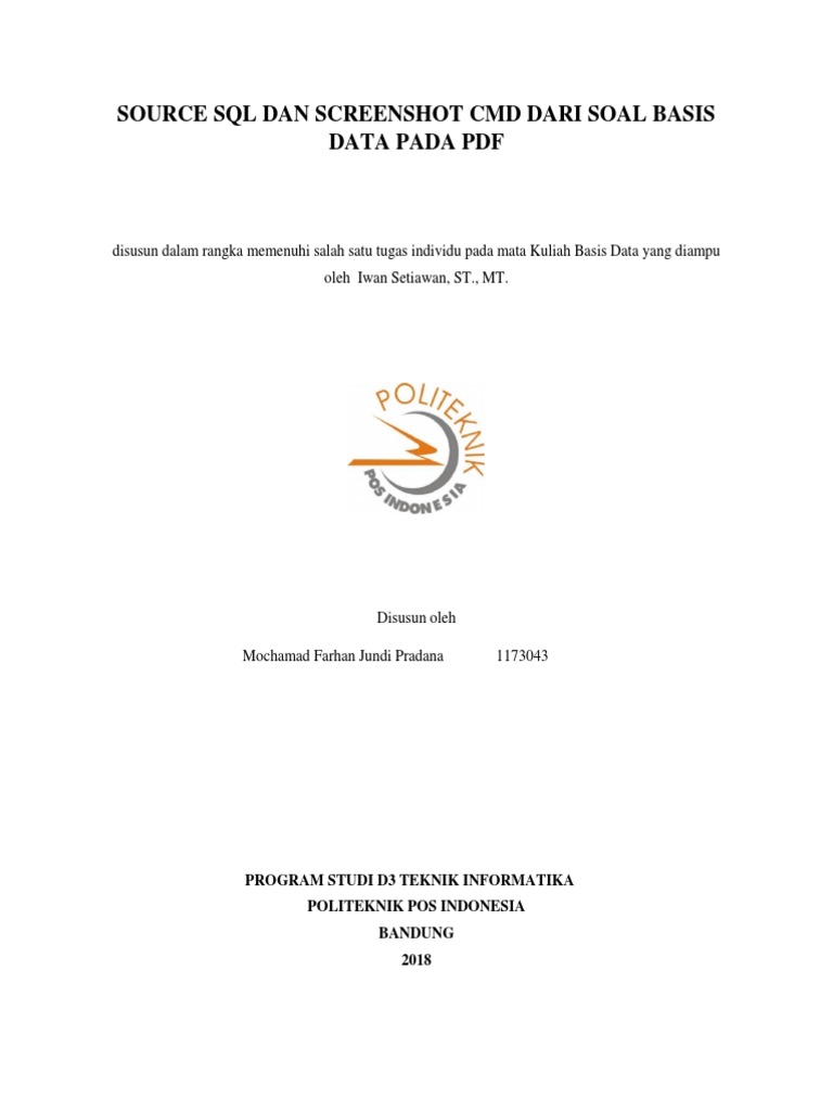 Source SQL Dan Screenshot CMD Dari Soal Basis Data Pada PDF | PDF