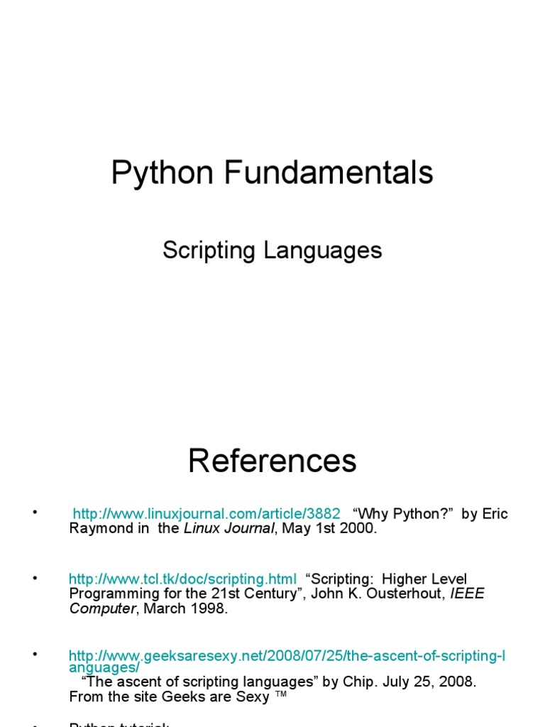 Python Fundamentals Scripting Languages Pdf Scripting Language Variable Computer Science