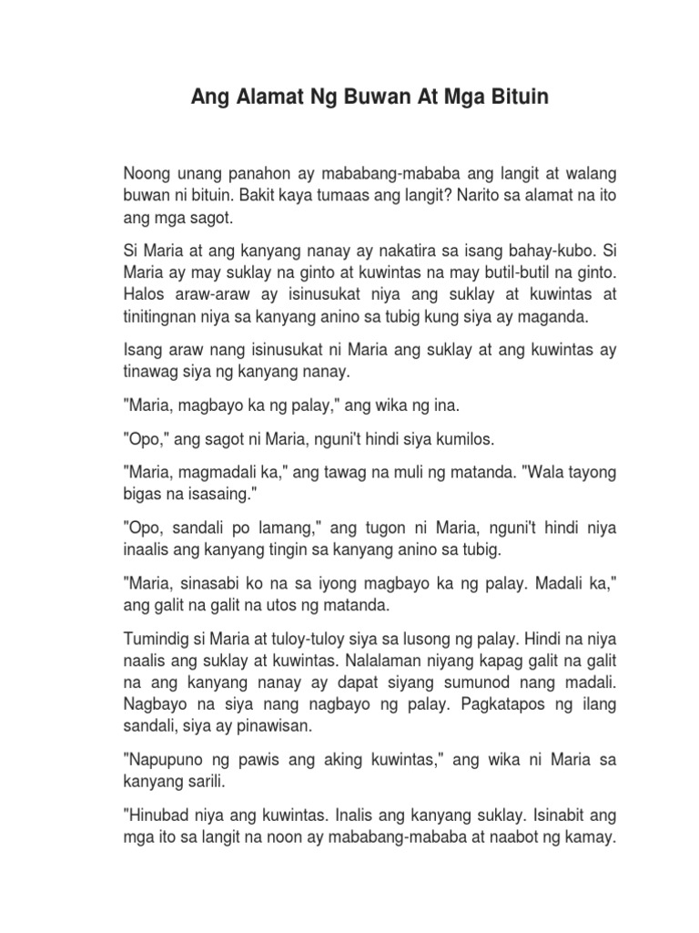 Ang Alamat NG Buwan at Mga Bituin