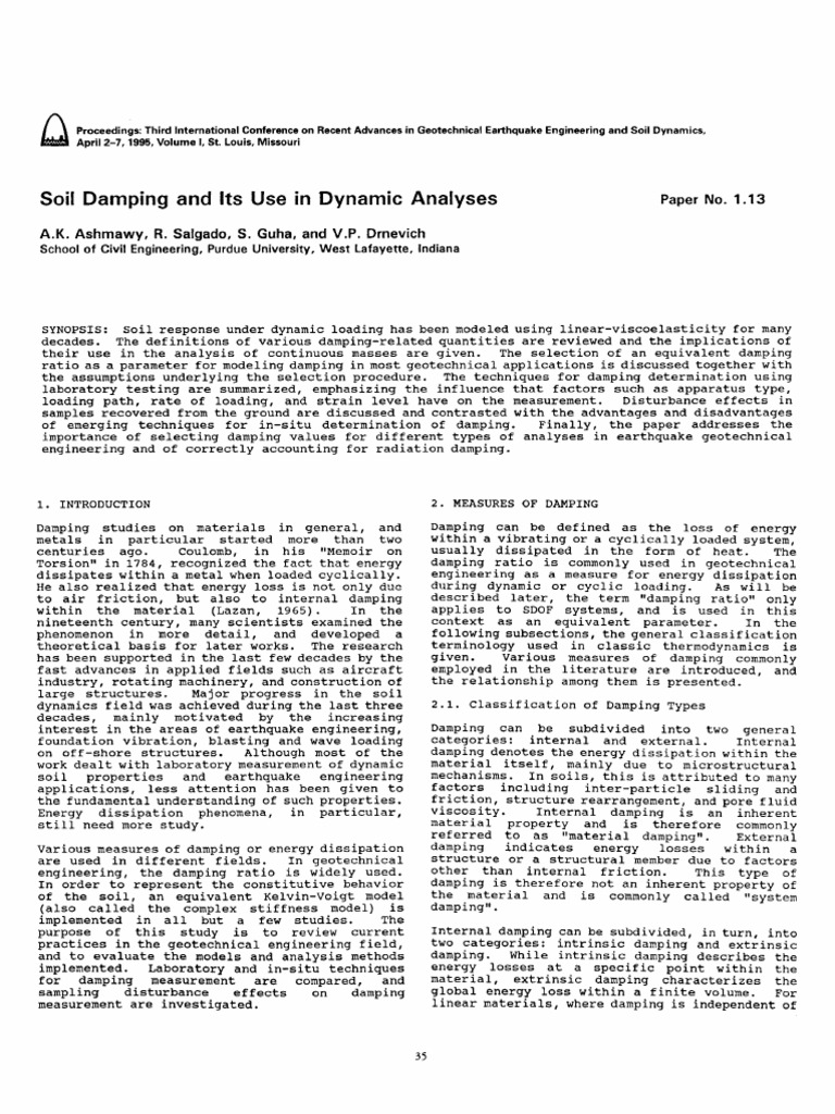Soil Damping and Its Use in Dynamic Analyses | PDF | Viscoelasticity ...