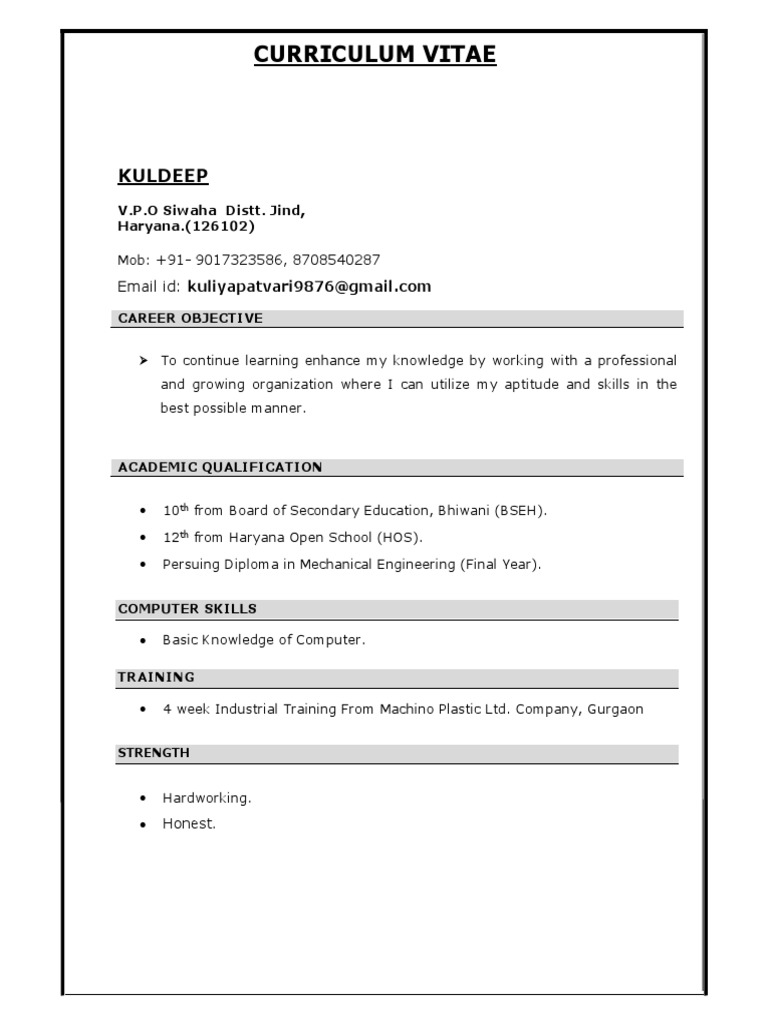 Curriculum Vitae: Kuldeep | PDF