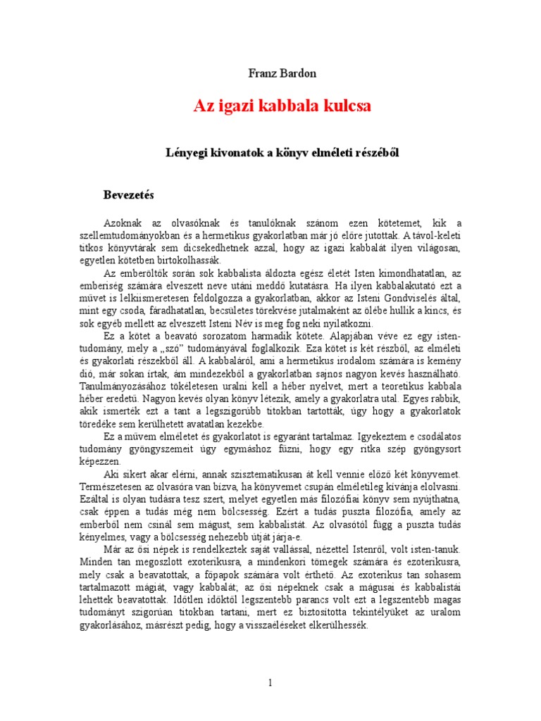 Az Igazi Kabbala Kulcsa | PDF