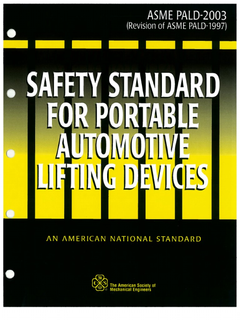 ASME PALD 2003 Safety Stds For Portable Automotive Lifting Devices | PDF