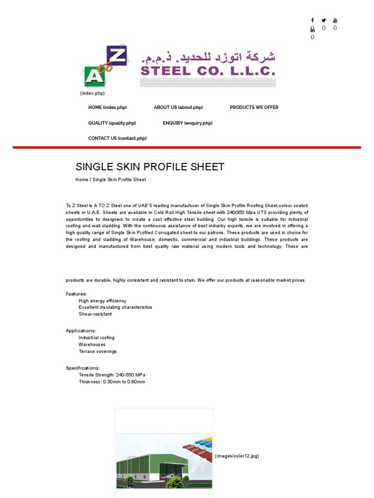 Single Skin Profile Sheets Manufacturers&Suppliers in UAE - A To Z ...