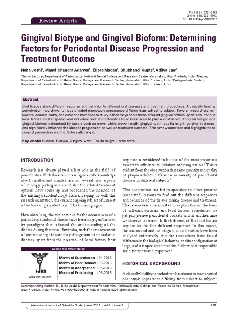 Gingival Biotype Determines Periodontal Disease and Treatment Outcomes ...